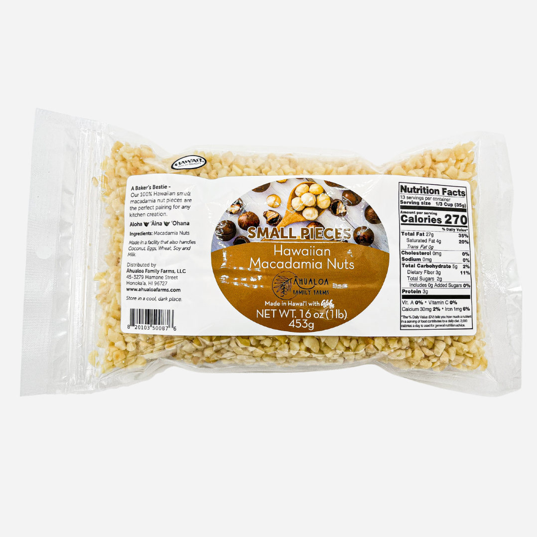 Hawaiian Macadamia Nut Small Pieces | Ahualoa Family Farms